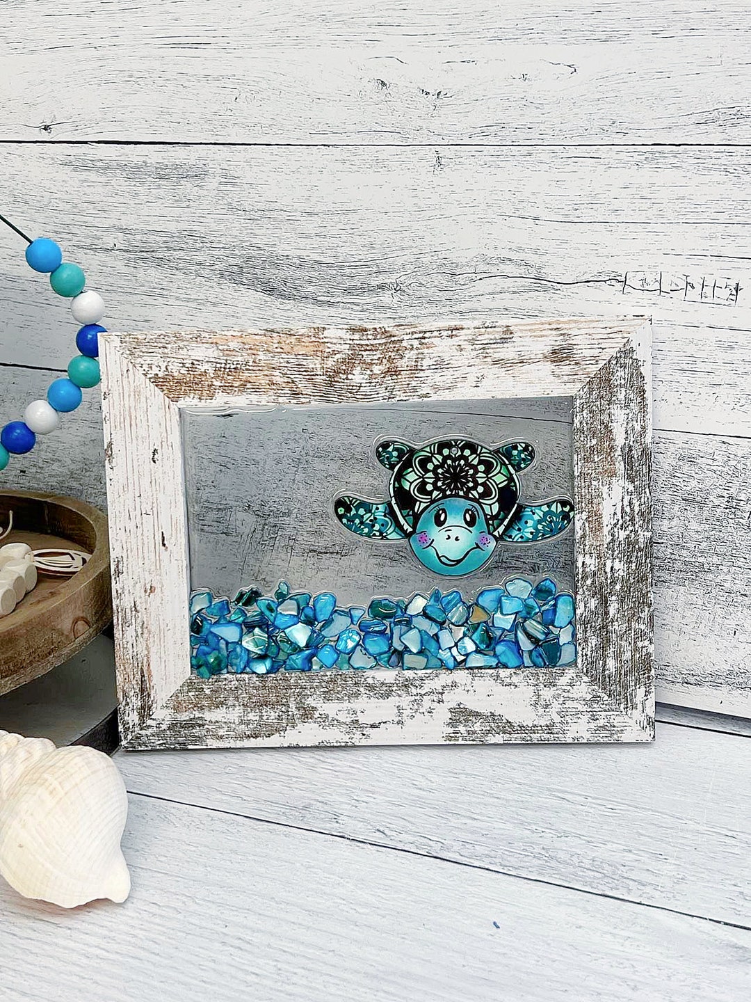 Whimsical Turtle Coastal Wall Art Picture, Beach Home Decor, Coastal ...