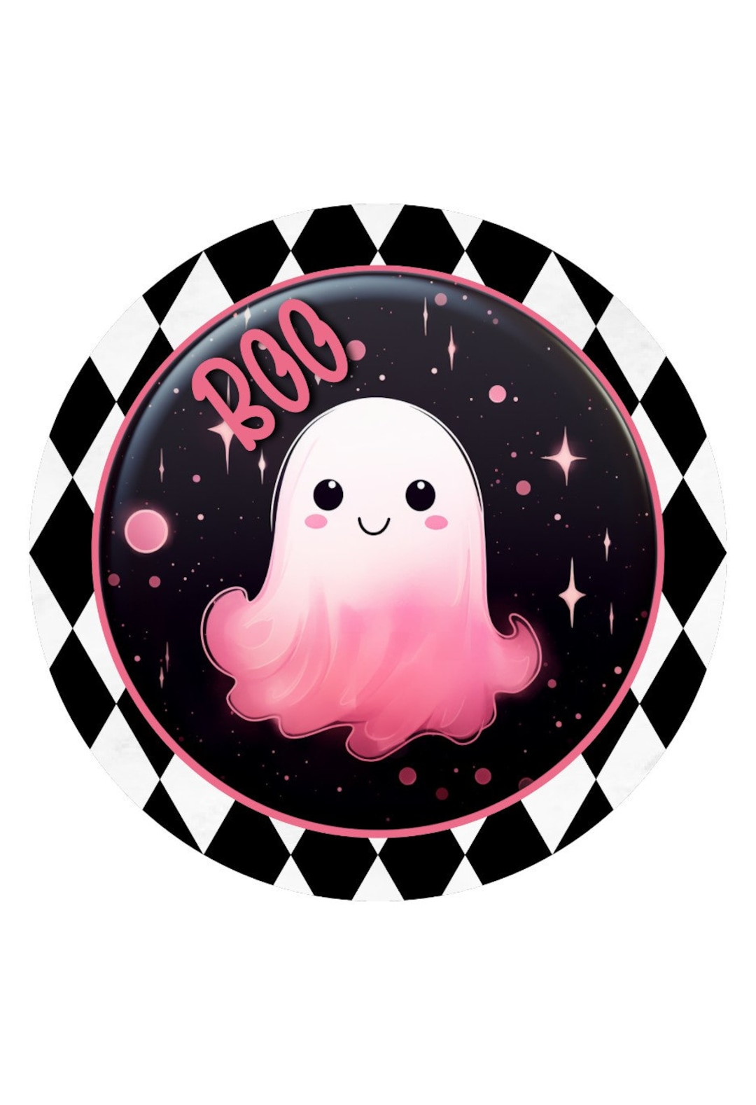 Harlequin Pink Ghost Halloween Sign, Wreath Attachment, Spooky Sign ...