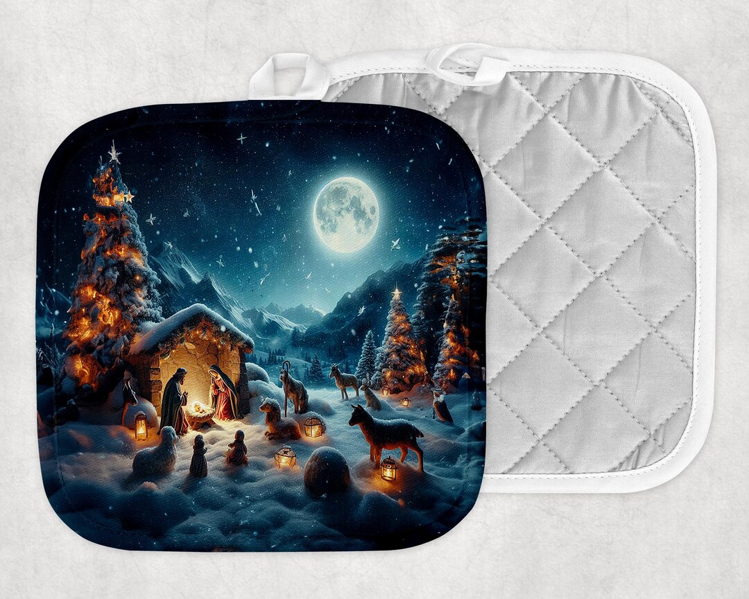 Set of 2 Nativity Scene Pot Holders, Kitchen Pot Holders, Holiday ...