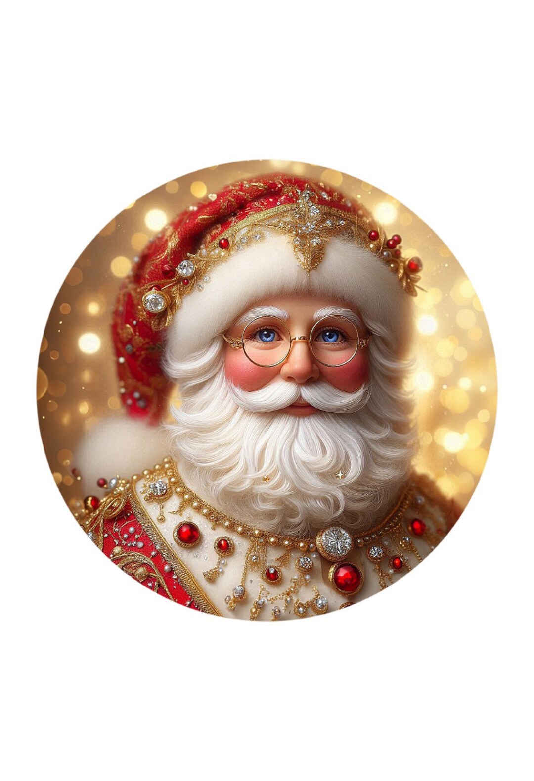 Red and Gold Santa Christmas Sign, Wreath Attachment, Winter Supplies ...