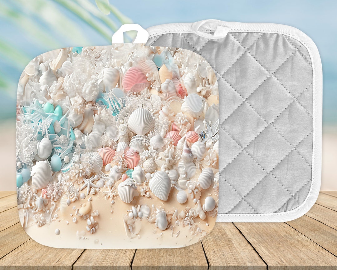 Set of 2 Seashells on the Beach Pot Holders, Kitchen Pot Holders ...