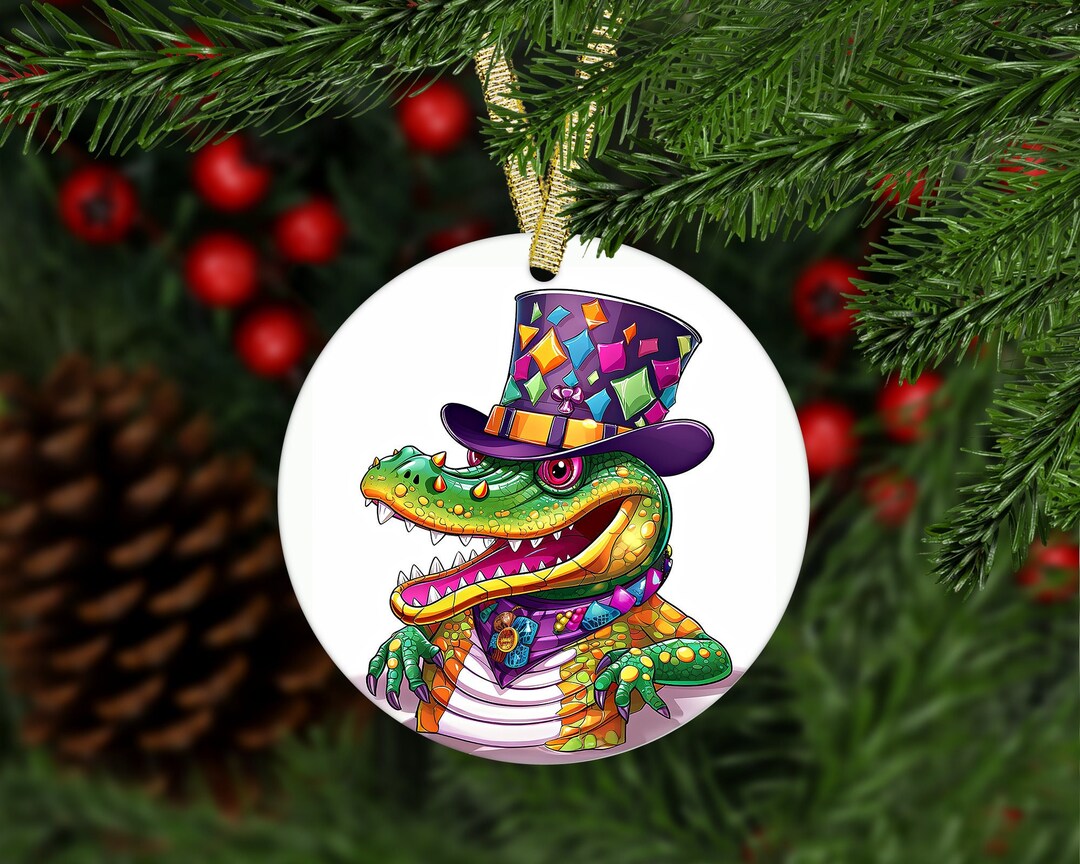 Mardi Gras Gator Ornament, Fat Tuesday Ornament, Louisiana Holiday ...