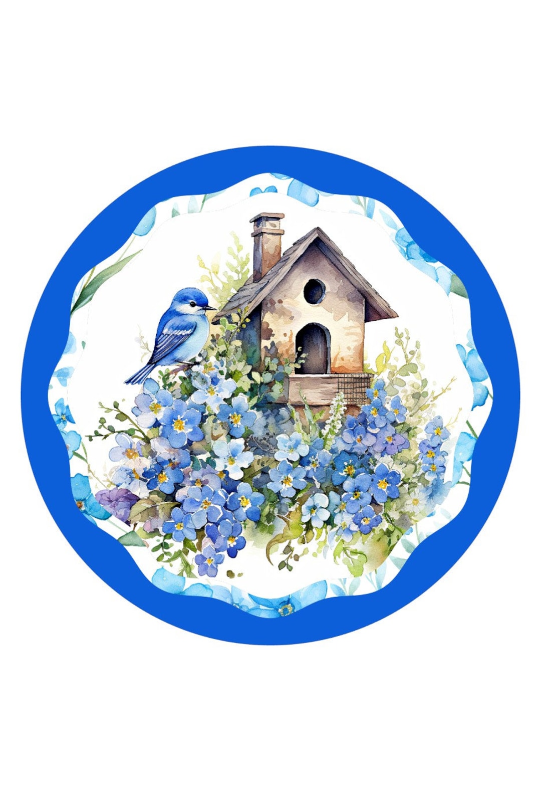 Blue Bird Floral Sign, Spring Floral Sign, Home Wreath Attachment ...
