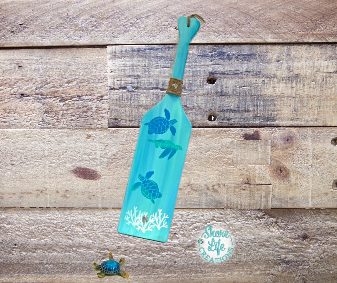 Turtle Wooden Paddle Home Decor Beach Home Decor Coastal | Etsy