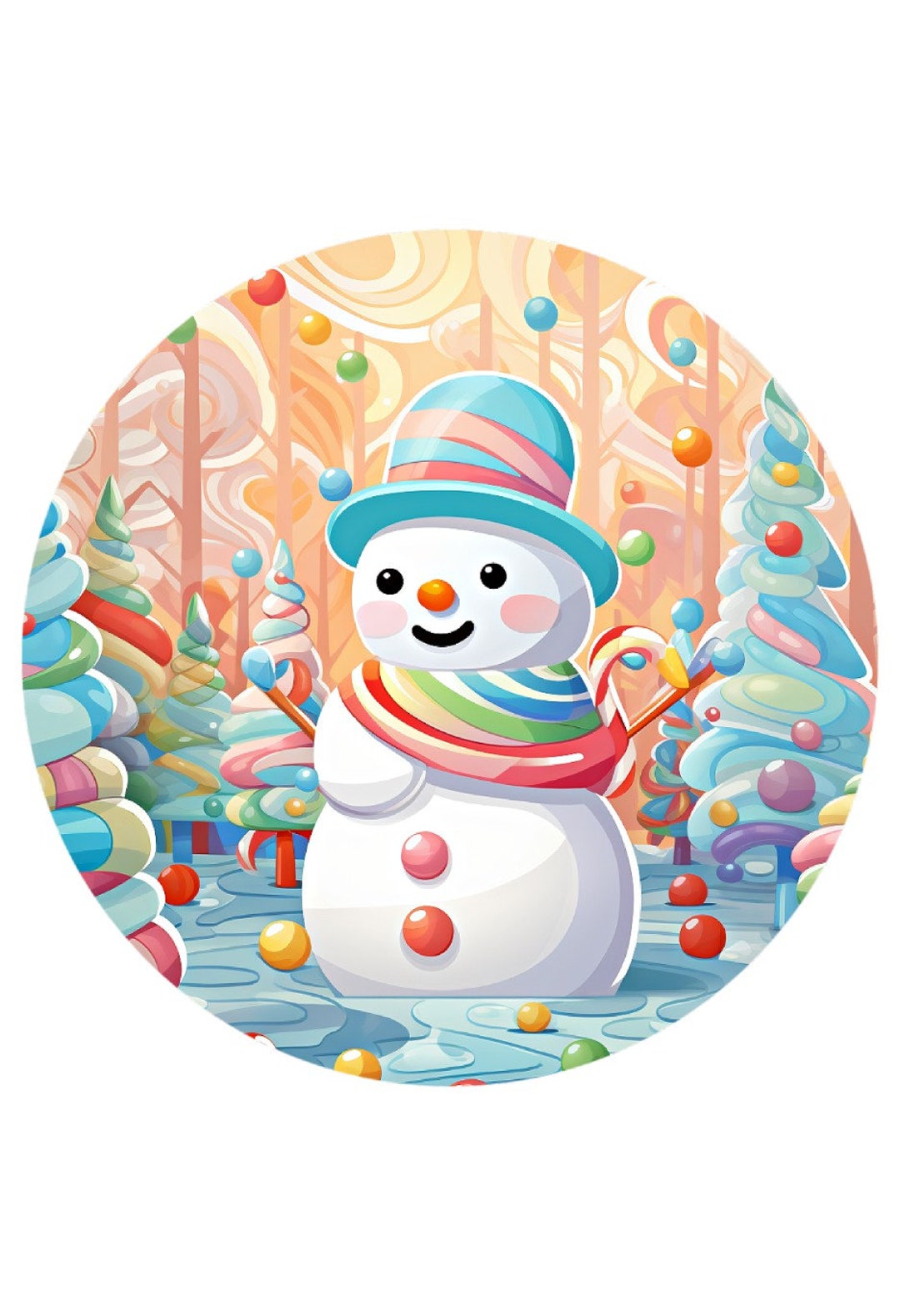 Snowman Candyland Christmas Sign, Wreath Attachment, Lollipop Winter ...