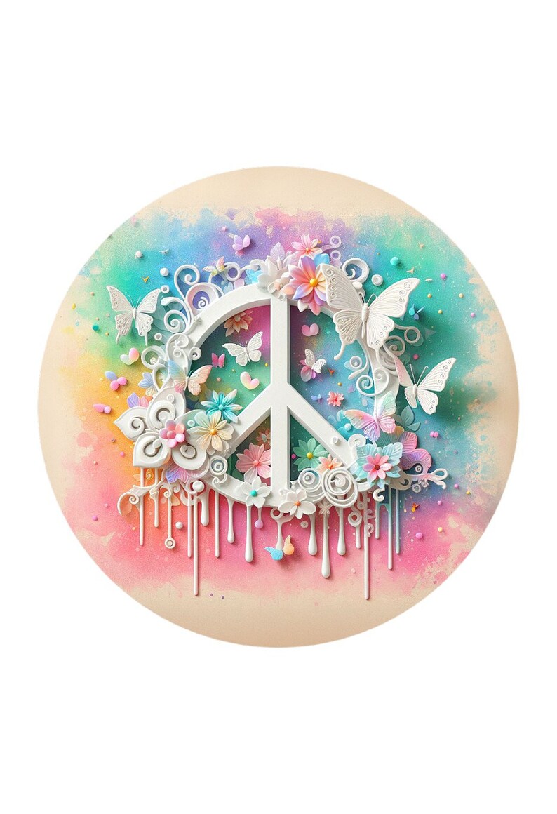 Watercolor 3D "look" Peace Sign, Spring Sign, Spring Peace Sign, Metal ...