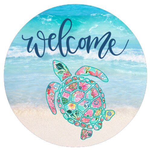 Welcome Sea Turtle Wreath Sign - Etsy