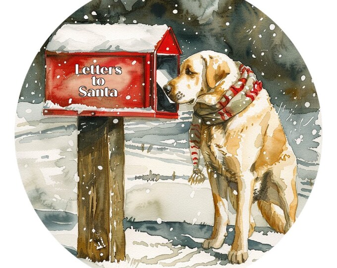 Yellow Lab Letters to Santa Sign, Dog Lovers Christmas Wreath ...