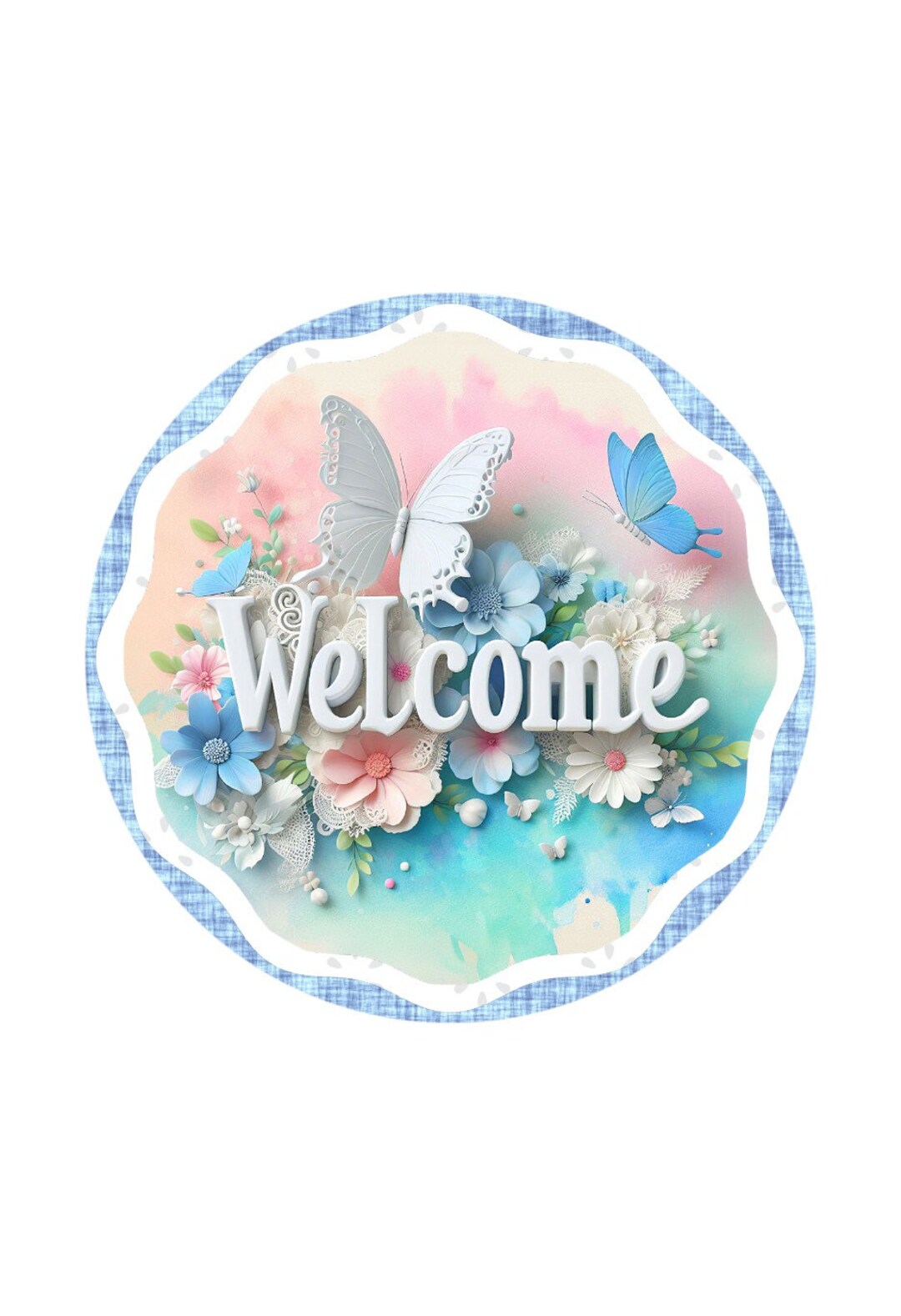 Welcome Word Sign, Everyday Welcome Butterfly and Daisy Wreath ...
