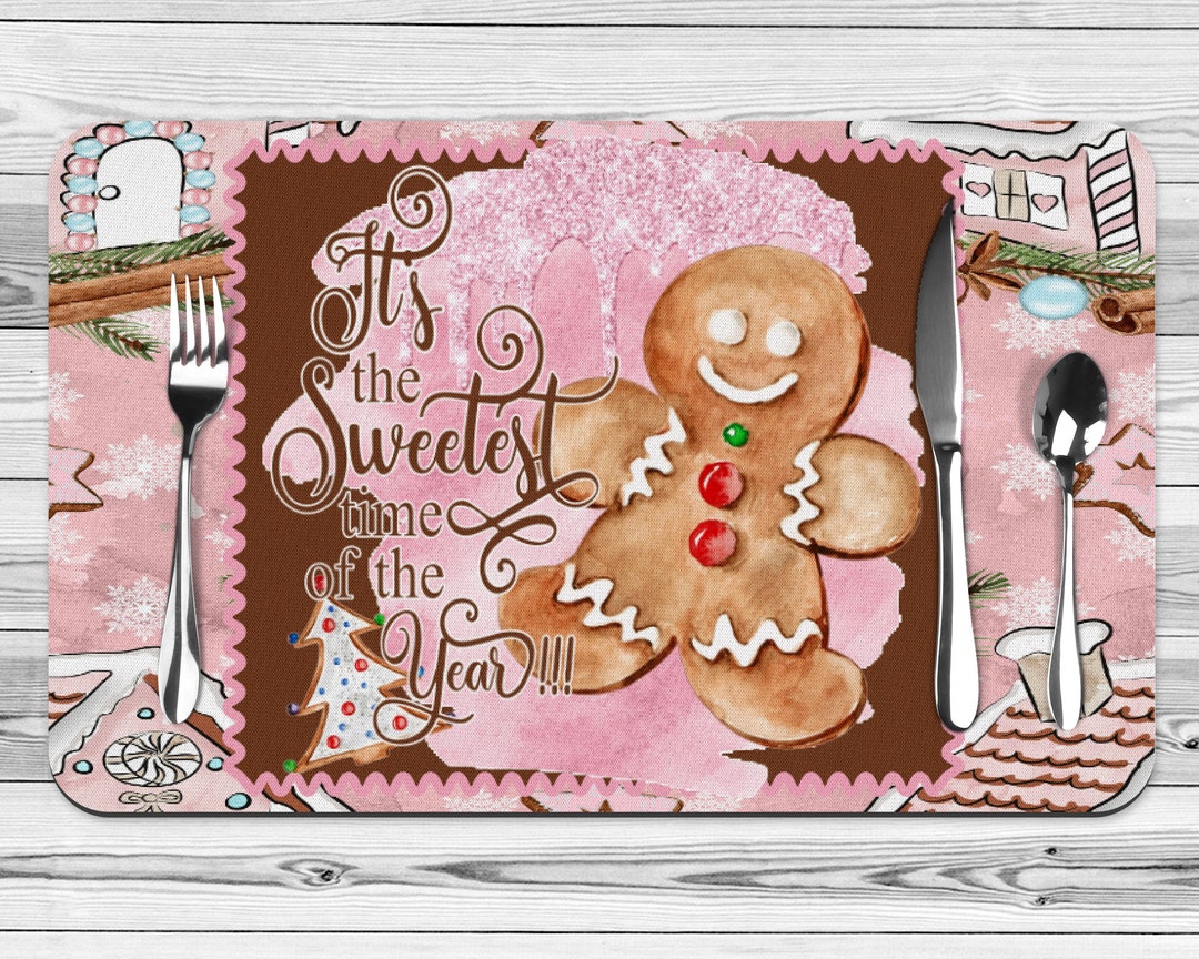 Set of 4 Gingerbread Christmas Table Placemats , Christmas Table Decor ...