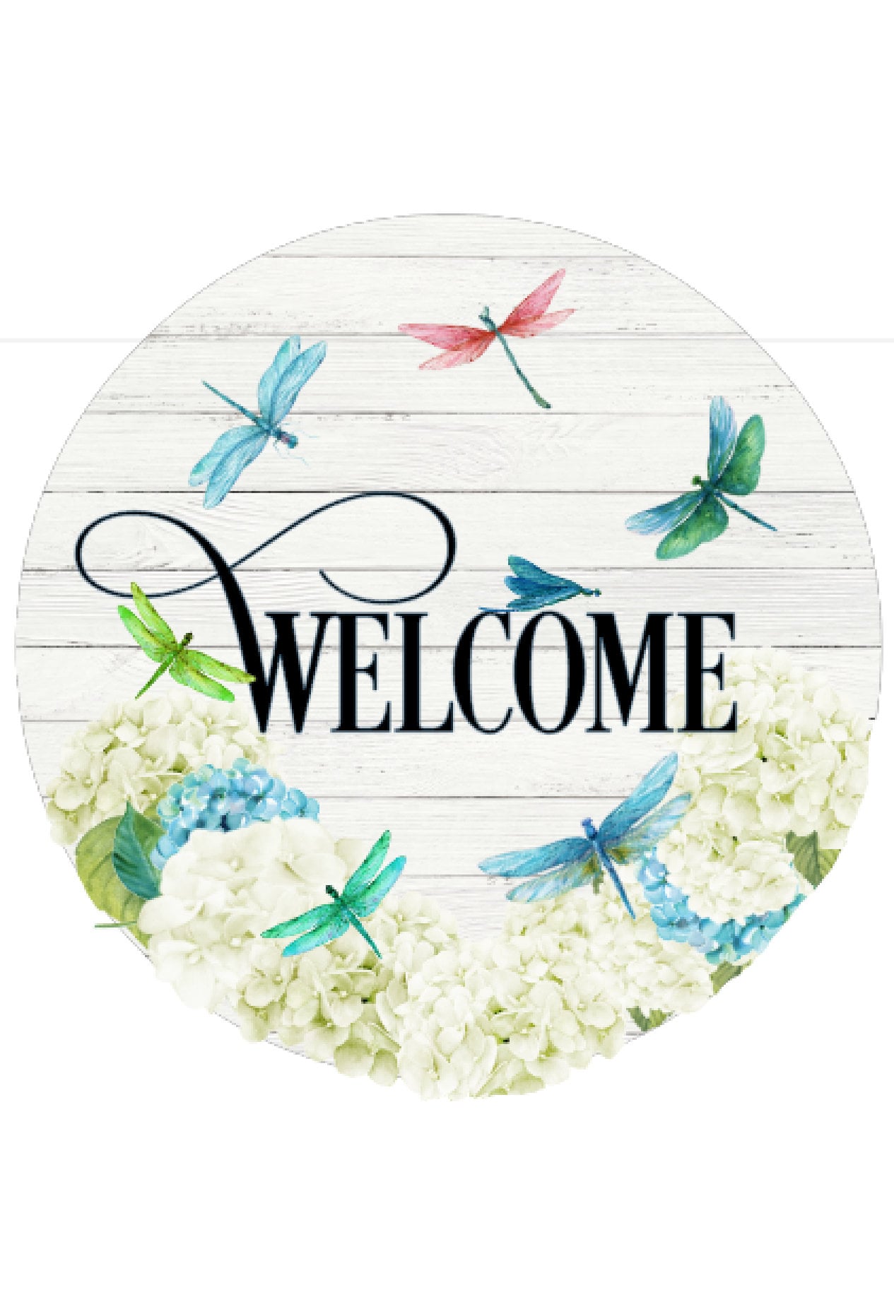 Welcome Dragonfly Hydrangea Sign, Wreath Attachment, Craft Supplies ...