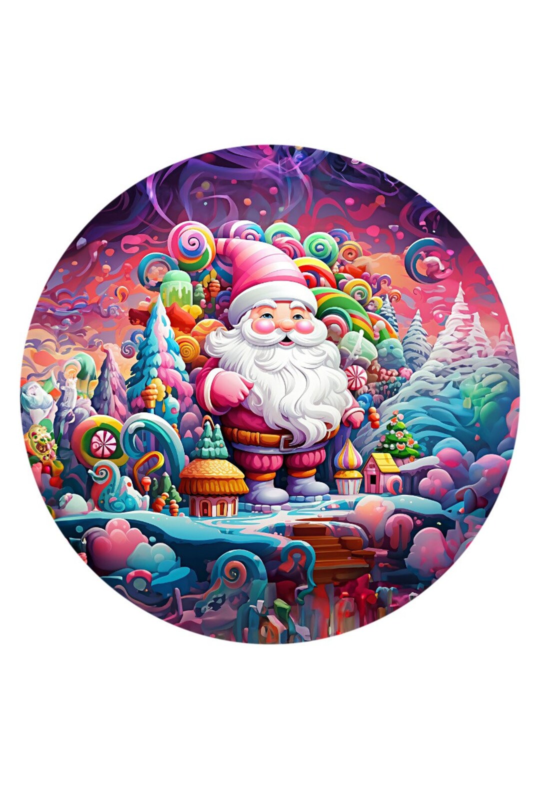 Candyland Santa Christmas Sign, Wreath Attachment, Lollipop Winter ...