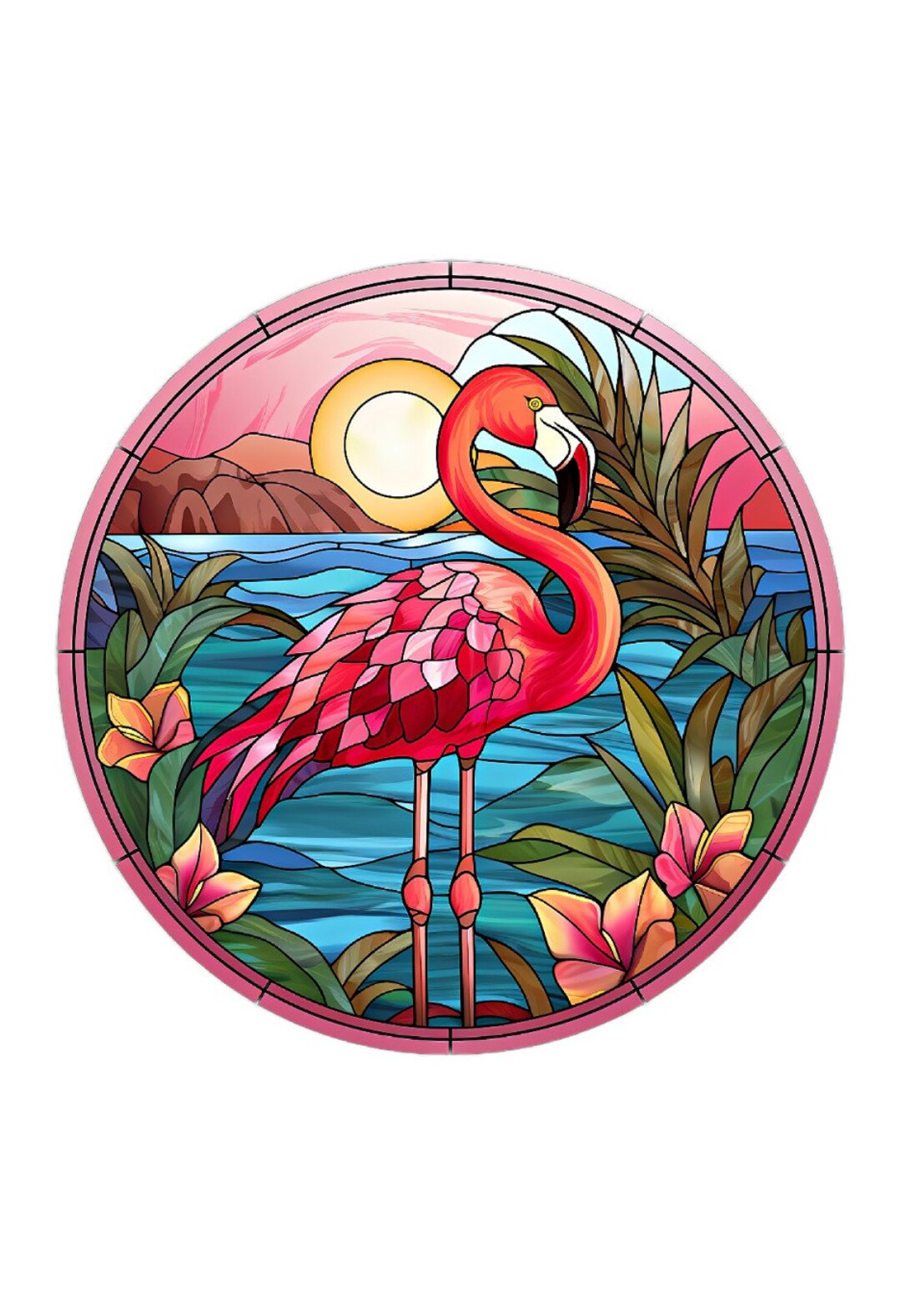 Stained Glass Look Flamingo Sign, Tropical Beach Wreath Attachment ...