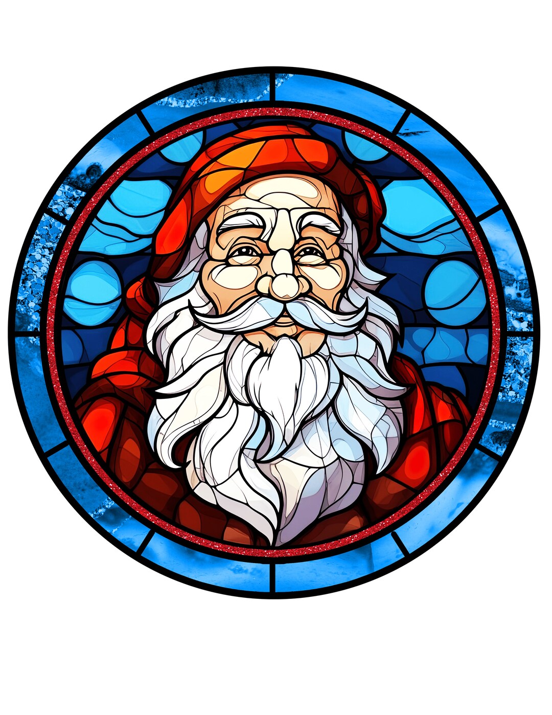 Stained Glass Santa Face Sign, St. Nicholas Wreath Attachment, Winter ...
