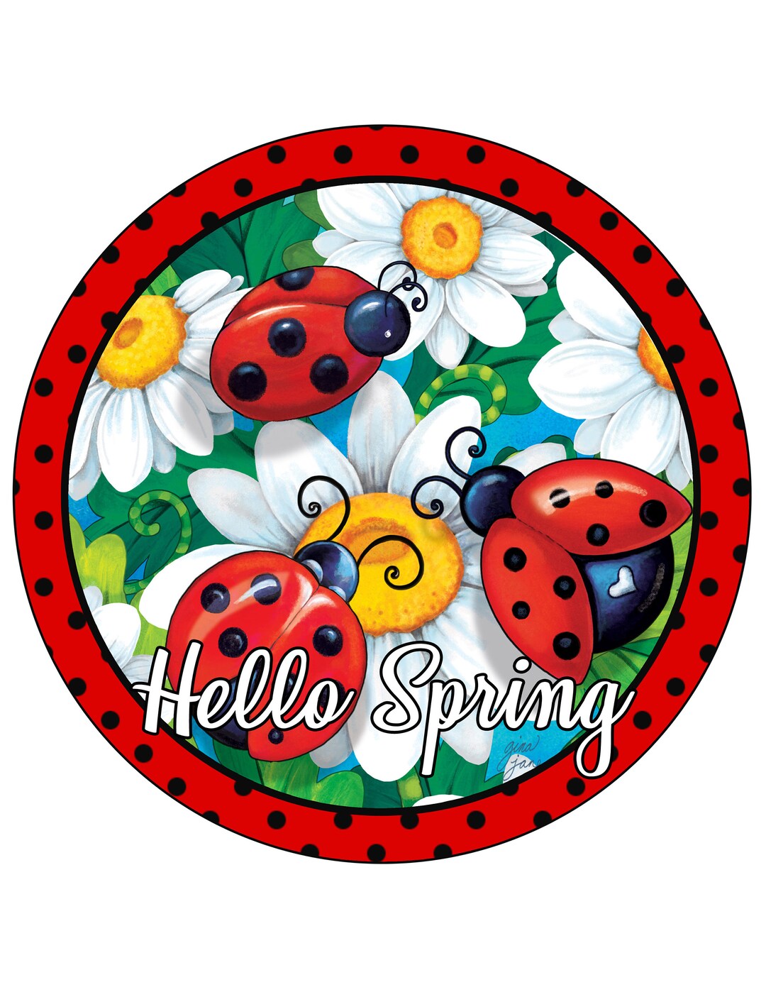 Lady Bug Sign Everyday Buffalo Plaid Wreath Attachment - Etsy