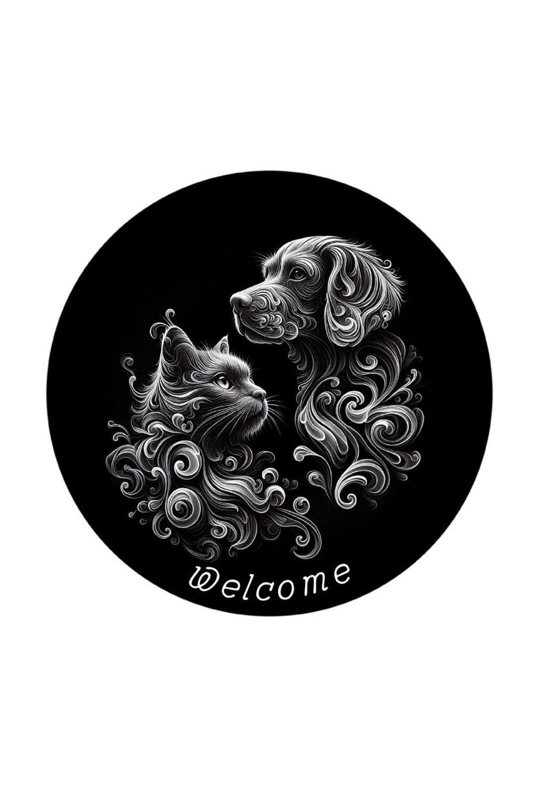 Dog and Cat Welcome Sign, Summer Pet Metal Wreath Attachment Sign ...