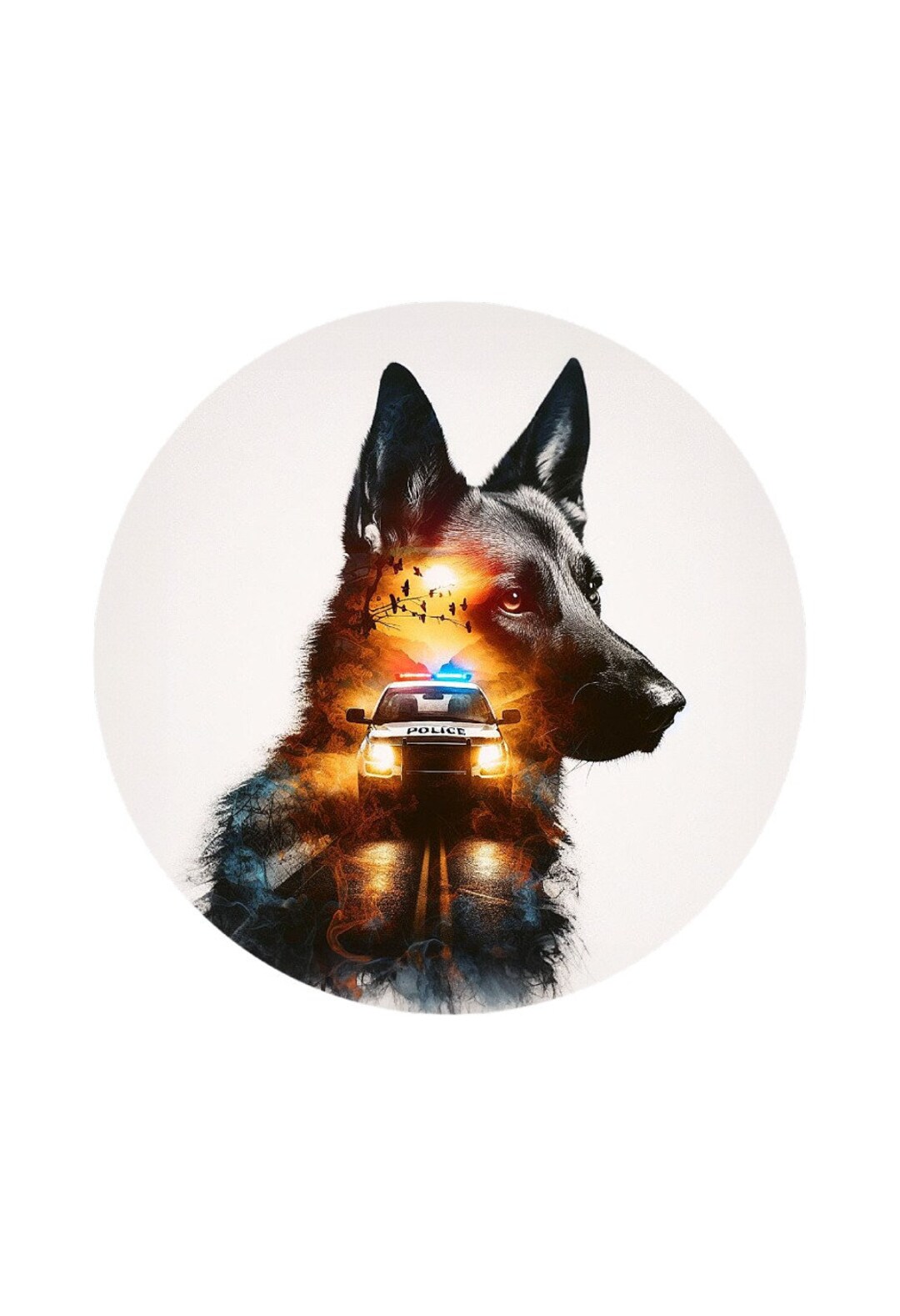 Double Exposure German Shepard Sign, German Shepard With Police Car ...