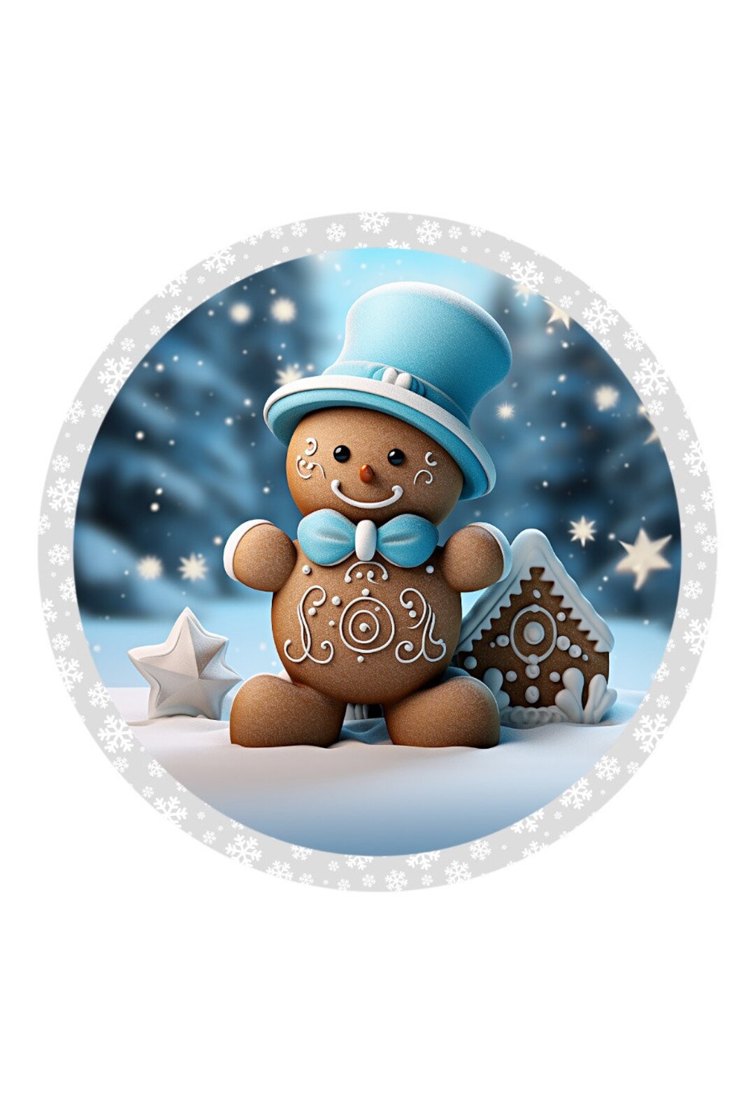 Boy Gingerbread Christmas Sign, Blue Winter Metal Wreath Attachment ...