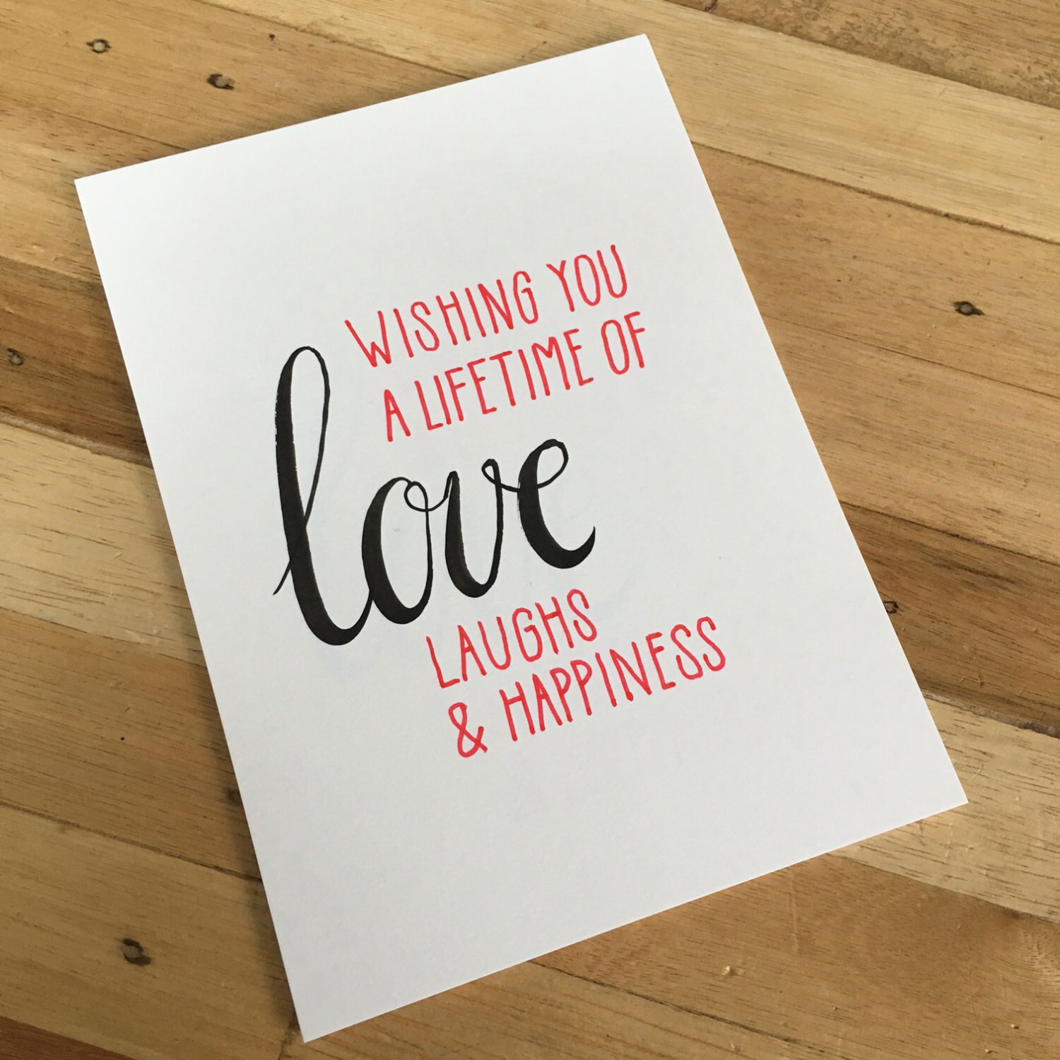 Handmade Calligraphy Card 'wishing You Love' - Etsy
