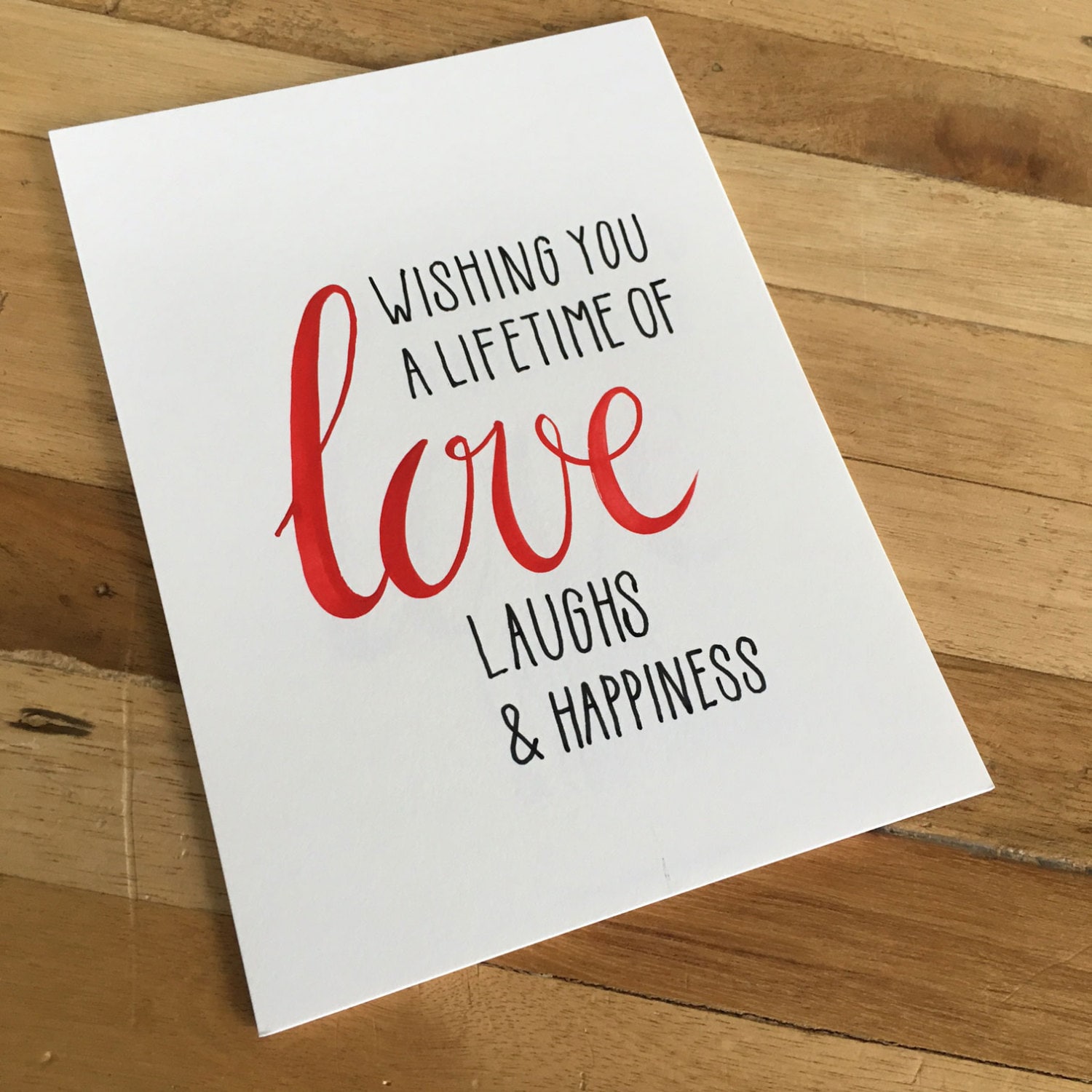 Handmade Calligraphy Card 'wishing You Love' - Etsy