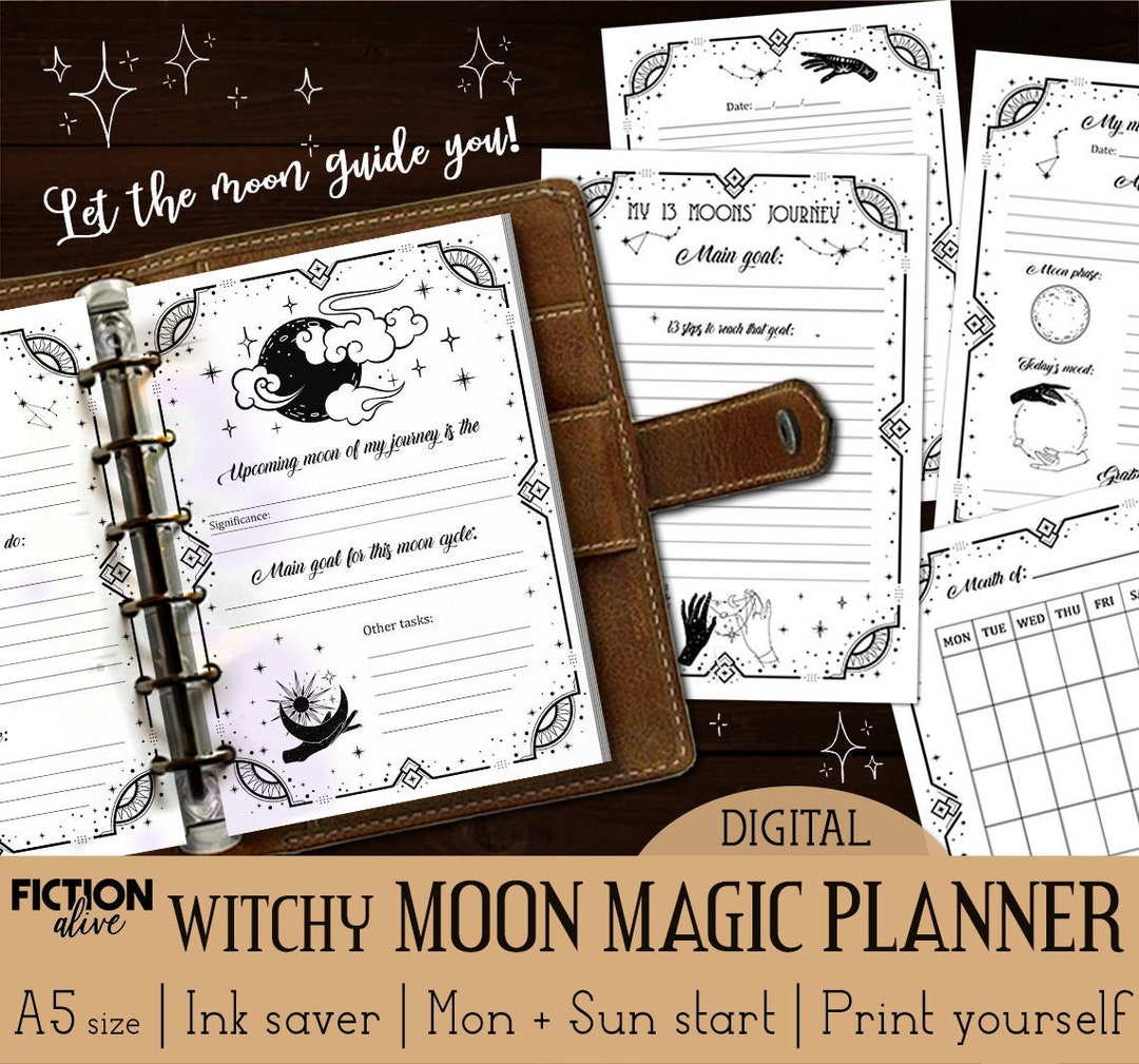 Moon Magic Undated Planner A5 Size Printable Ink-saver | Print Yourself ...