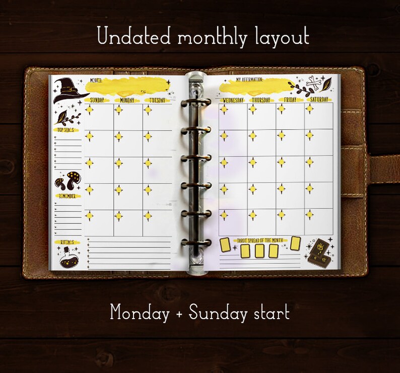 Witchy Planner Printable Pages A5 Size | Wicca Witch Filofax Planner ...