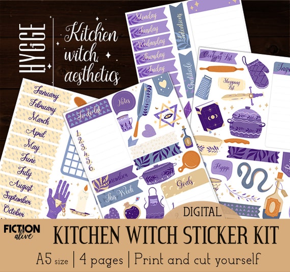 Kitchen Witch Sticker Kit Printable PDF Pages A5 Size - Etsy