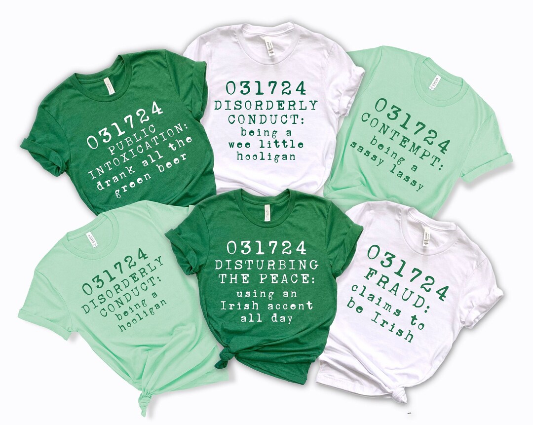 St Patrick’s Day Mugshot Shirts Funny St Patty Day T-shirt Matching ...