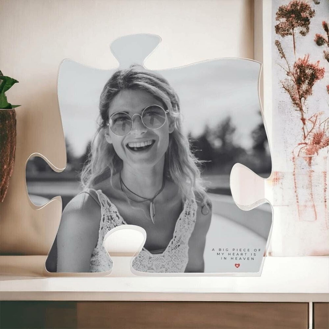 In Memory of Custom Photo Acrylic Puzzle Piece. Personalized Sympathy ...