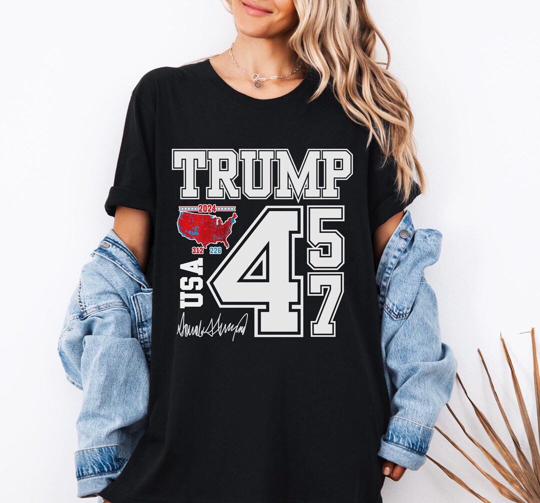 Trump 45-47 Election Map Signature Shirt, Patriotic Tee, Political ...
