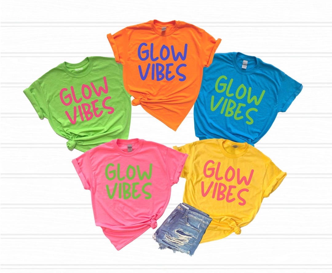 Glow Vibes Birthday Shirt, Glow Party T-shirt, Neon Birthday Tee, Kids ...