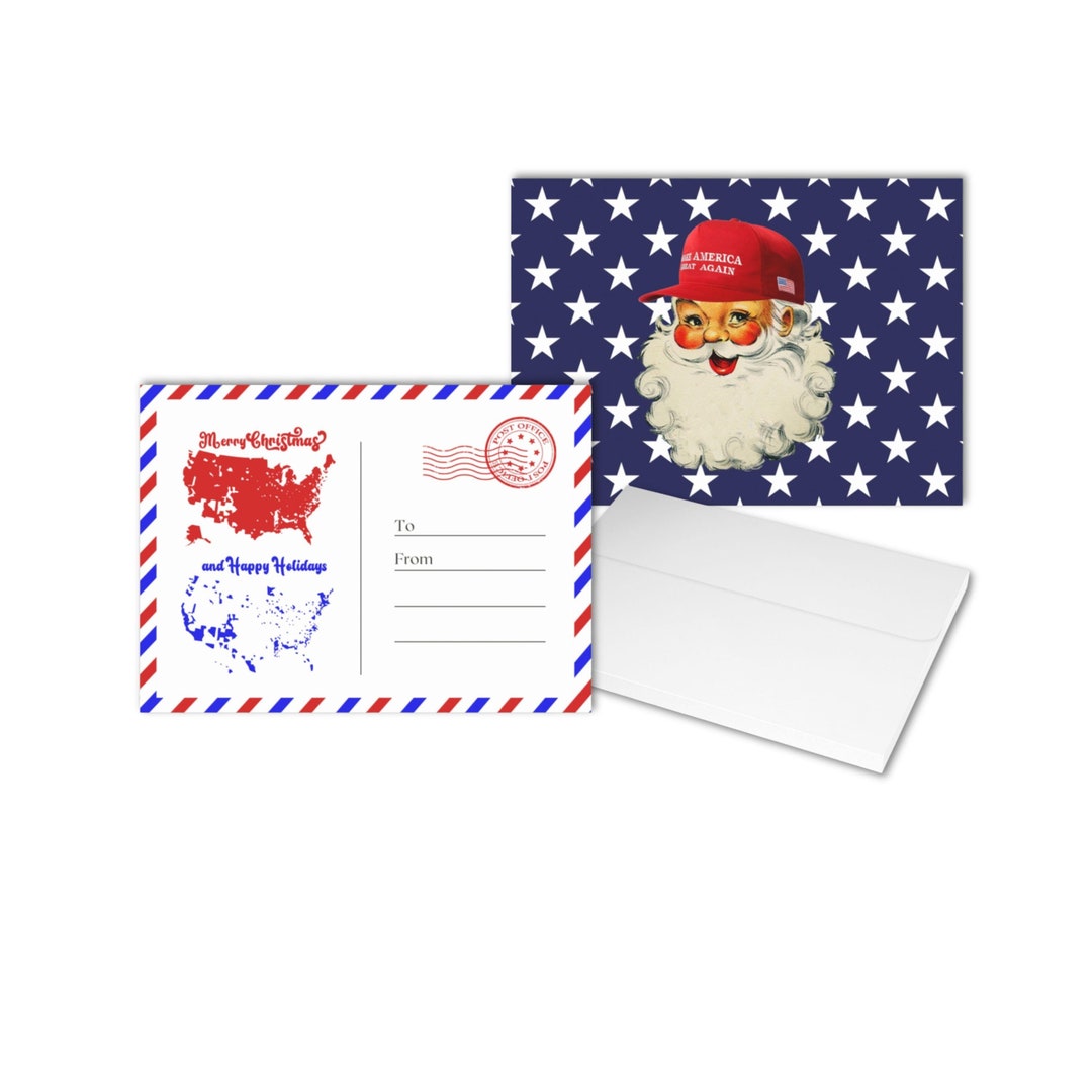 Funny Election Map Trump Christmas Cards, MAGA Trump Santa Post Cards ...