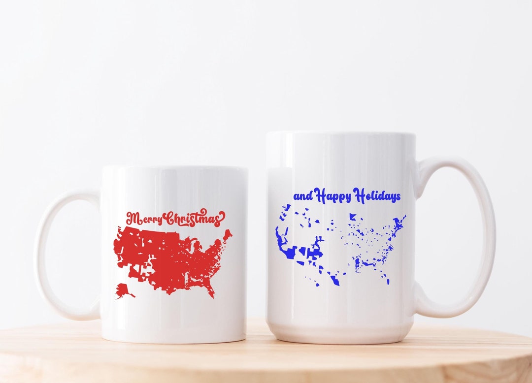 Christmas Election Map Mug, Merry Christmas and Happy Holidays Election ...