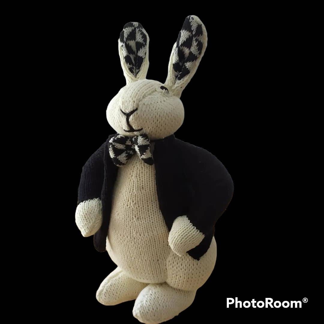 White Knitted Rabbit Nursery Decor Rabbit Doll Baby Gift Alisa in ...