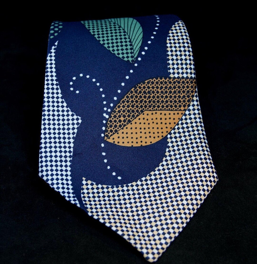 SIR HENRY Vintage 1970s Mod Wide Kipper Tie '70s Loud Geometric Leaf ...