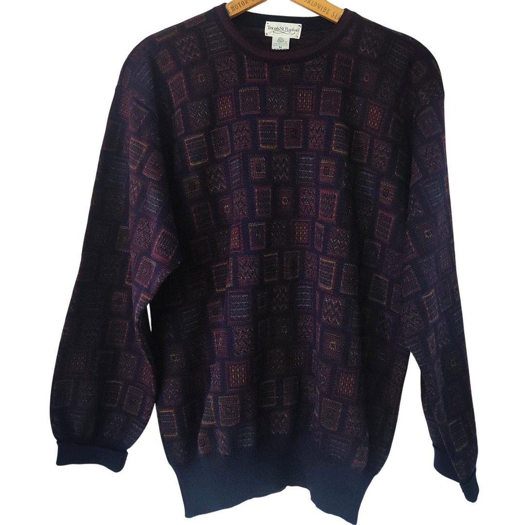 Tricots St Raphael Vintage 80s 90s Woolmark Geometric Colorblock Knit ...