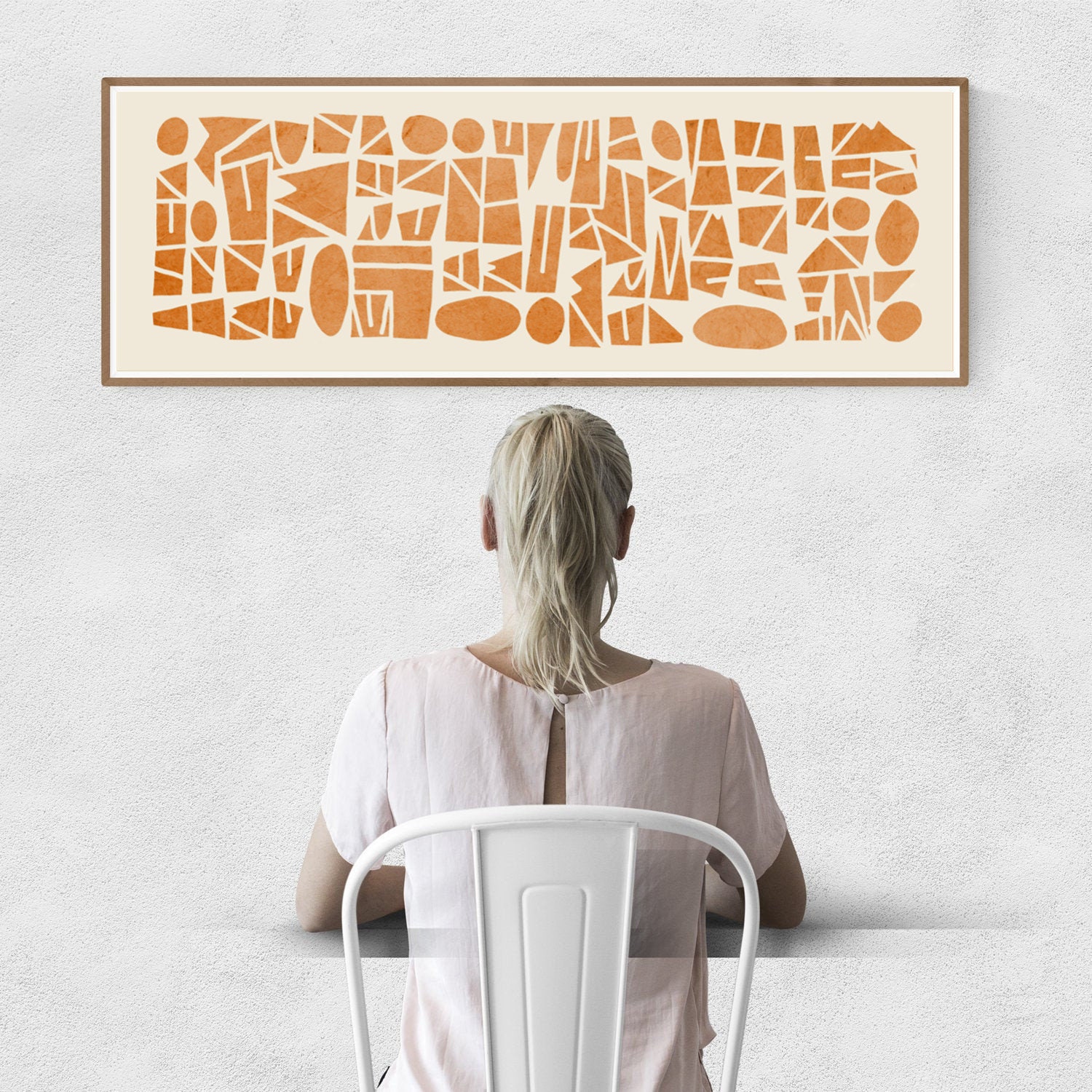 Long Narrow Printable Art in Orange; Wide Horizontal; Modern; 36x12 or ...