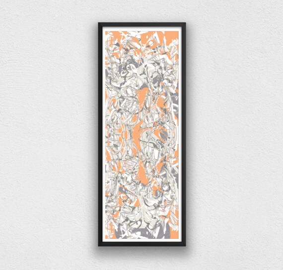 Art PRINT: Large Long 36x12 Narrow Wall Art in Grey Orange - Etsy