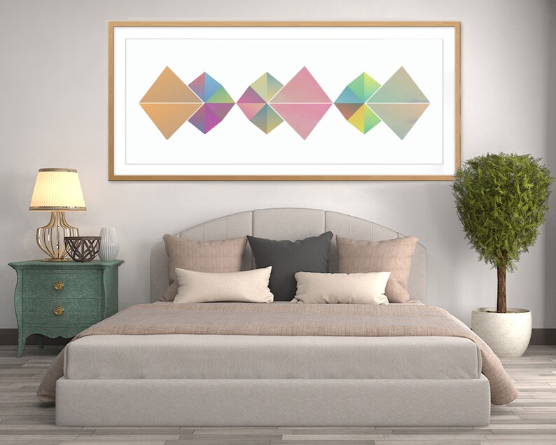 Long Horizontal Wall Art Narrow / Tall Thin Geometric - Etsy