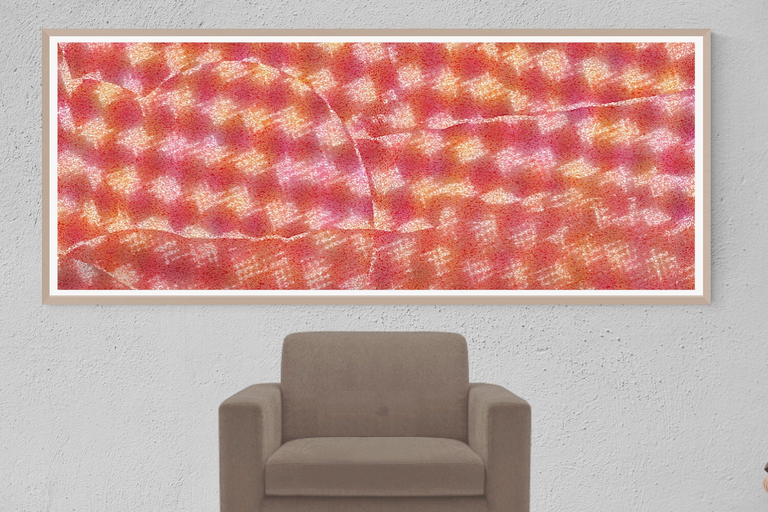 Long Narrow, 60x24 Printable Wall Art in Pink / Red; Wide Vertical or ...