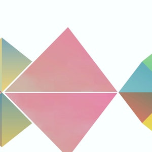 Long Horizontal Wall Art, Narrow / Tall Thin Geometric; Colourful ...