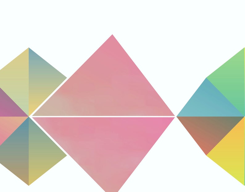 Long Horizontal Wall Art Narrow / Tall Thin Geometric - Etsy