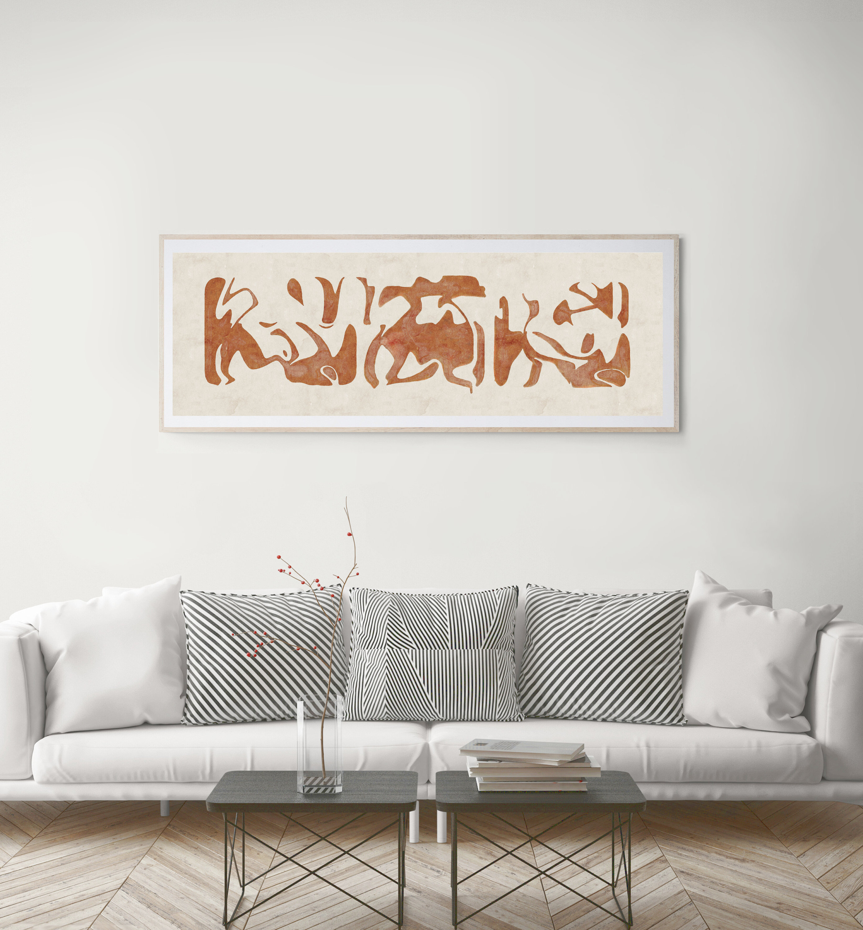 Long Narrow Printable Wall Art in Orange Wide Horizontal Wall - Etsy