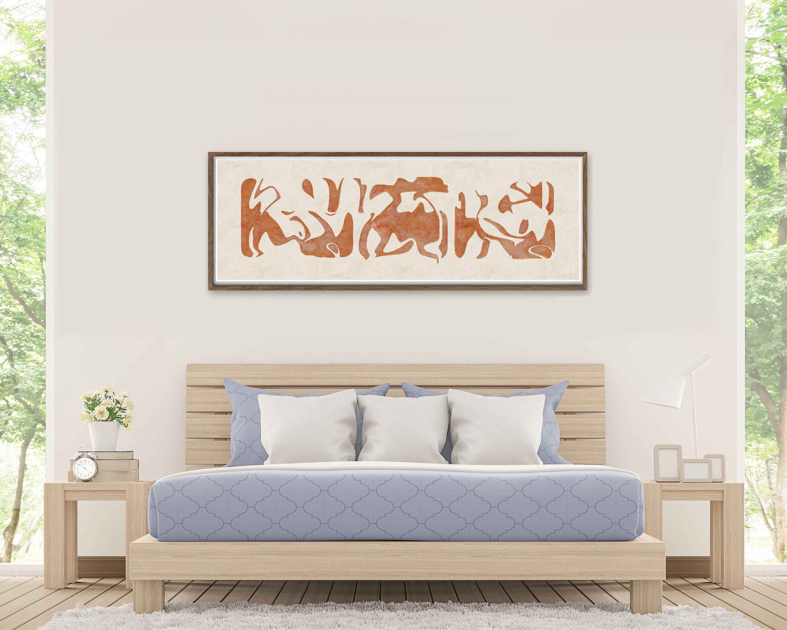 Long Narrow Printable Wall Art in Orange Wide Horizontal Wall - Etsy