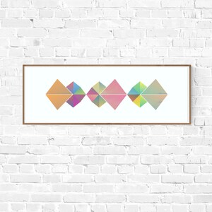 Long Horizontal Wall Art, Narrow / Tall Thin Geometric; Colourful ...