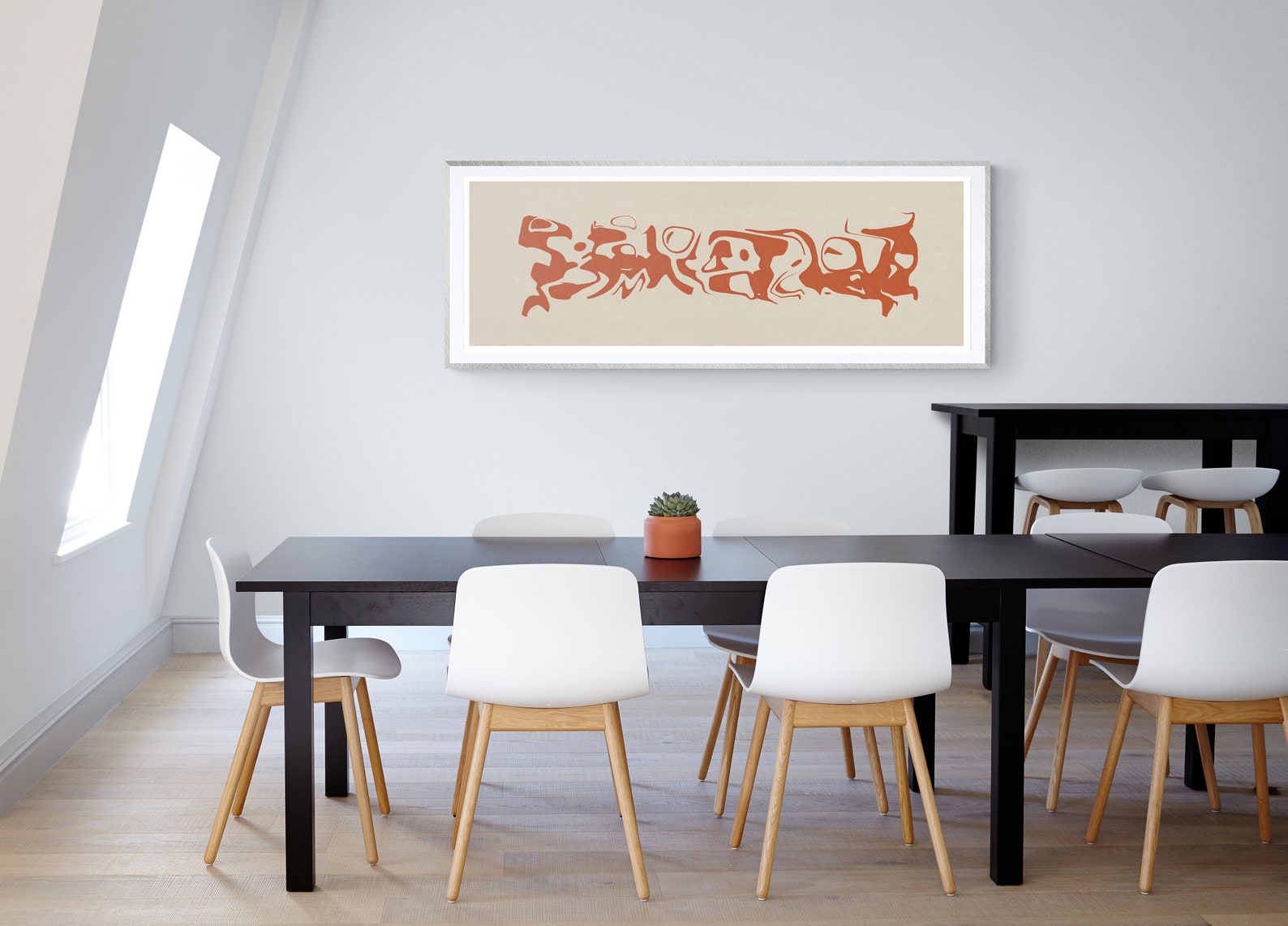Long Narrow Printable Wall Art in Orange; Wide Horizontal, Modern ...