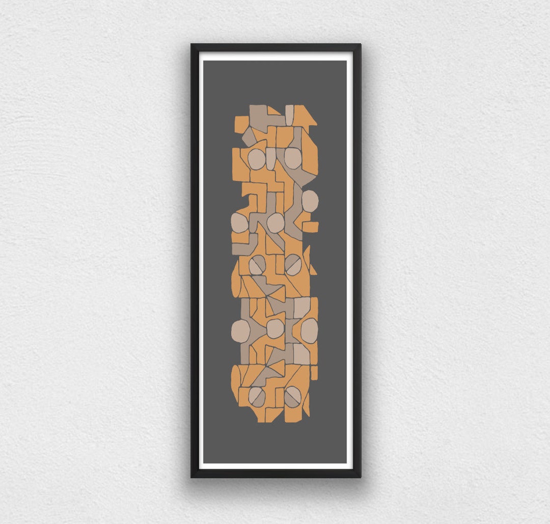 Long Narrow Printable Wall Art in Orange; Wide Horizontal, Modern ...