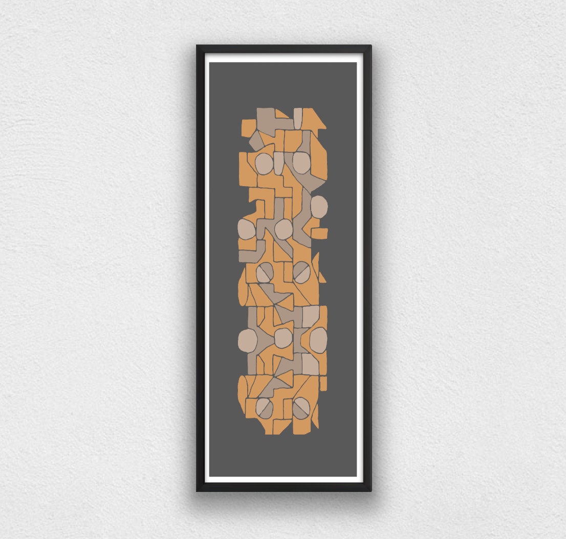 Long Narrow Printable Wall Art in Orange; Wide Horizontal, Modern ...