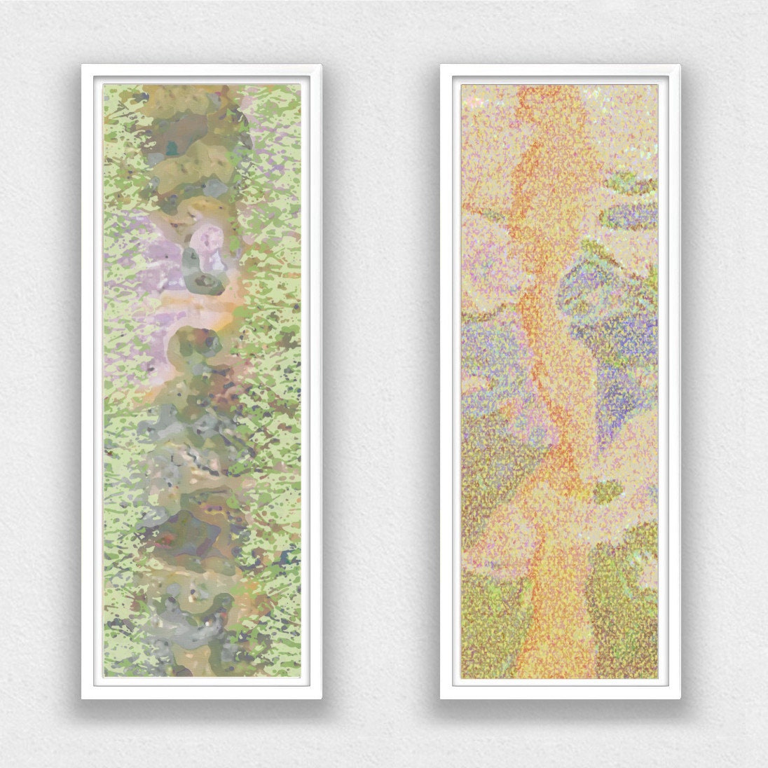Wall Art Pair: 2 Large, Long, Narrow Abstracts; Printable as Horizontal ...