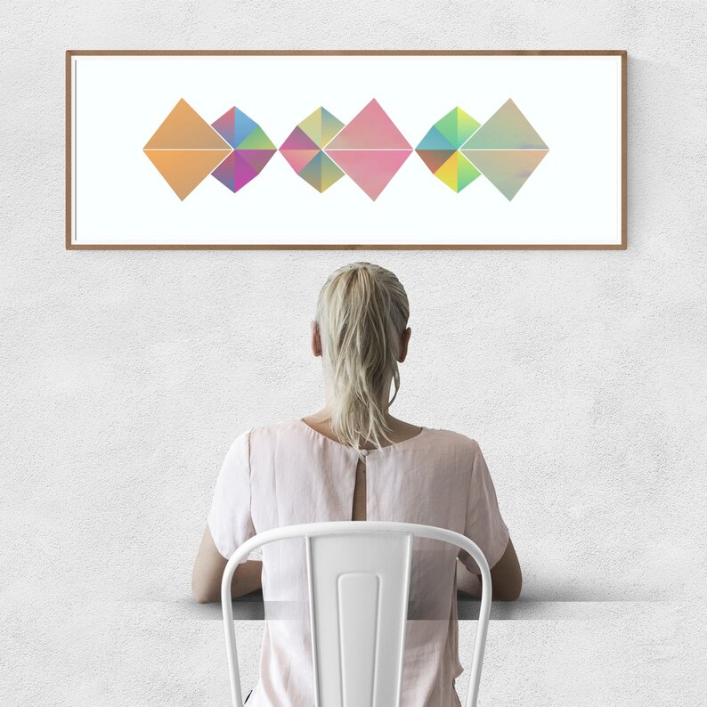Long Horizontal Wall Art Narrow / Tall Thin Geometric - Etsy